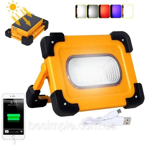 Переносной Usb фонарь с солнечной панелью и повербанком 9000мАч 60Вт Аккумуляторный Led