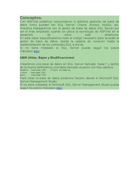 Asp Conexion Sql Server Con Web Config Pdf Servidor Sql De