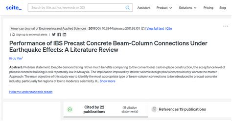 Performance Of Ibs Precast Concrete Beam Column Connections Under Earthquake Effects A
