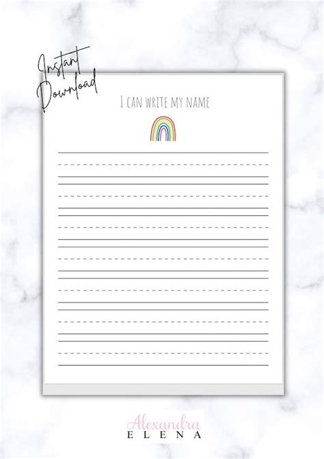 I Can Write My Name Printable PDF Etsy Worksheet Maker Prebabe Writing Writing