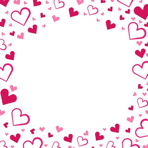 Heart Border For Valentines Day With Red Glitter February 14th Day