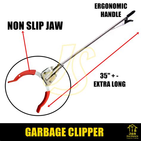 35 Extra Long Stainless Steel Trash Picker Easy Grabbing Non Slip