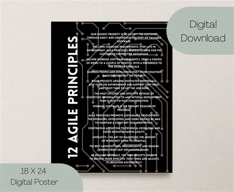 Agile Values And Principles Posters Printable Poster Digital Art Etsy