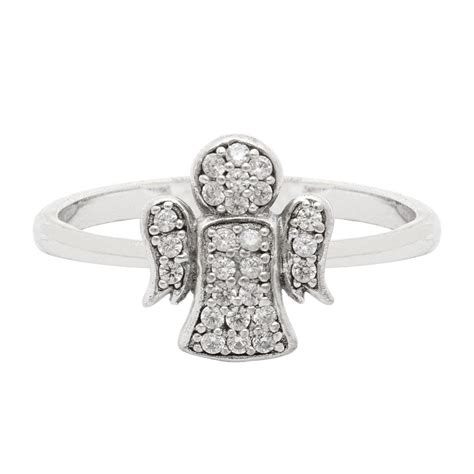 Silver Ring With Angel And Zircons From Amen Jewelry Collection