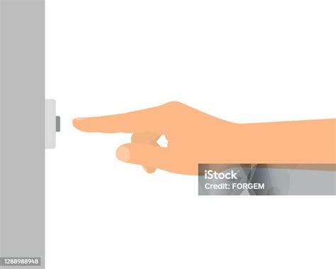 남성 또는 여성의 손의 플랫 디자인 일러스트 검지 손가락이 벽의 초인종 버튼을 누릅니다 흰색 배경에 격리 벡터 초인종에 대한 스톡 벡터 아트 및 기타 이미지 Istock