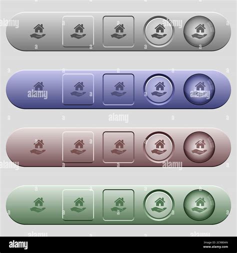 Home Insurance Icons On Rounded Horizontal Menu Bars In Different
