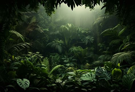 Ai Generative Beautiful Jungle Background With Border Made Of Tropical