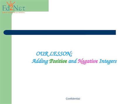 PPT OUR LESSON Adding Positive And Negative Integers DOKUMEN TIPS