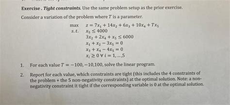 Solved Max Exercise Tight Constraints Use The Same Problem Chegg