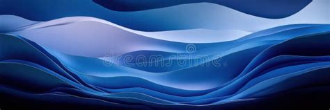 Dynamic Abstract Paper Cut Design Featuring Layered Water Waves And Deep Blue Hues With Smooth