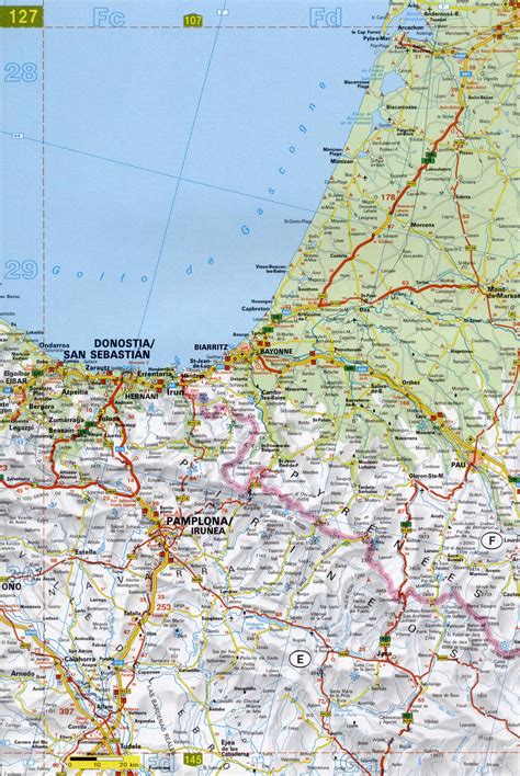 Испания подробная карта Карта автомобильных дорог Испании Карта дорог Португалии и Испании