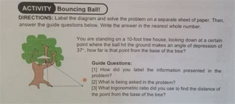 Solved Activity Bouncing Ball Directions Label The Diagram And Solve