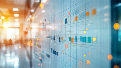 Abstract Data Visualization On A Modern Office Wall Stock Illustration