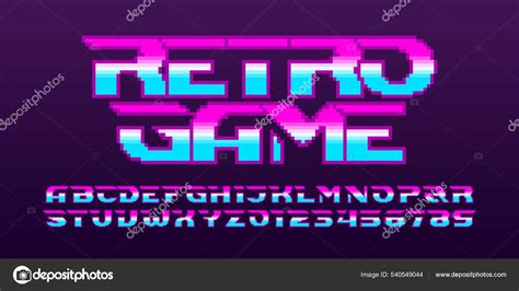 Retro Game Alphabet Font Pixel Letters Numbers S Arcade Video Stock Vector By Epifantsev
