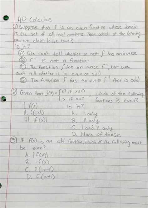 Solved Ap Calculus Suppose That F Is An Even Function Whose
