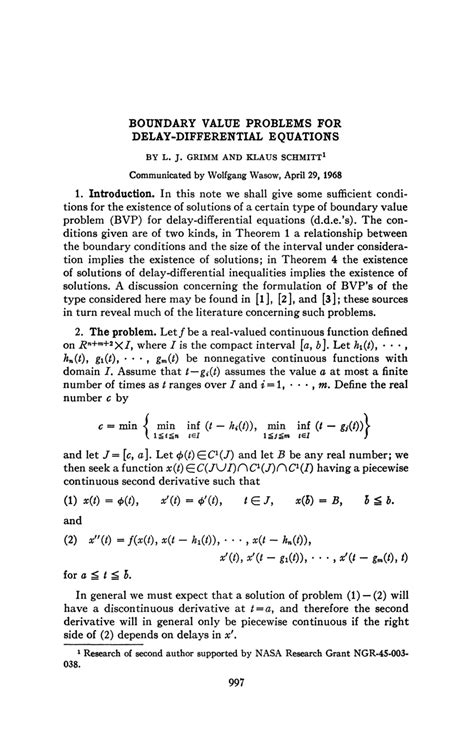 Pdf Boundary Value Problems For Delay Differential Equations