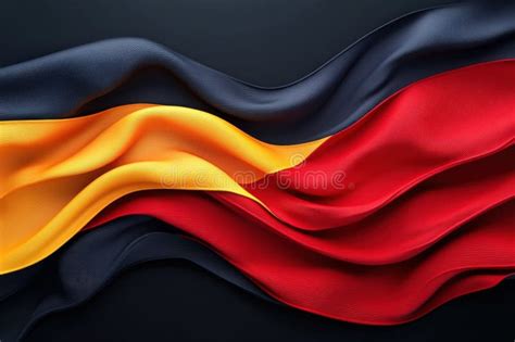 A Vibrant Representation Of The German Flag Colors Flowing Gracefully On A Dark Background Stock