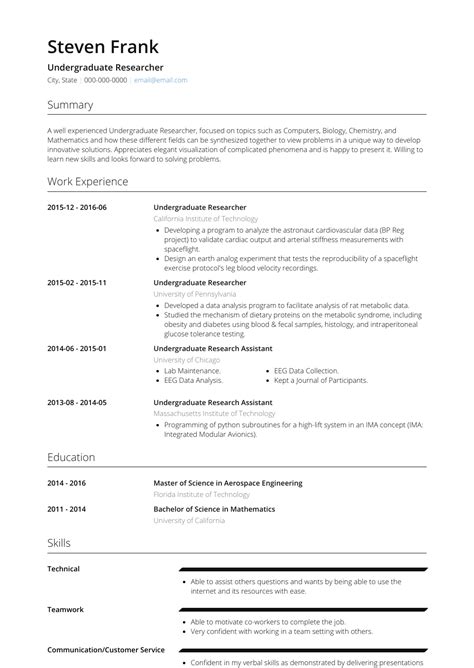 Research Cv Template Word
