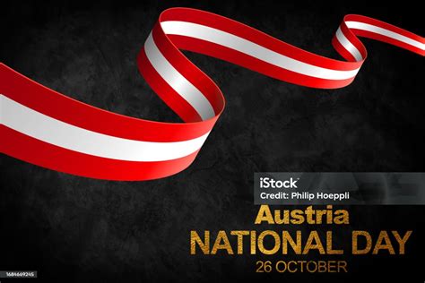 오스트리아 해피 국경일 인사말 카드 배너 벡터 그림입니다 오스트리아 기념 휴일 10월 26일 줄무늬가 있는 사실적인 깃발