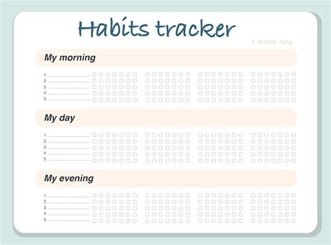 습관 추적기 템플릿 프리미엄 벡터