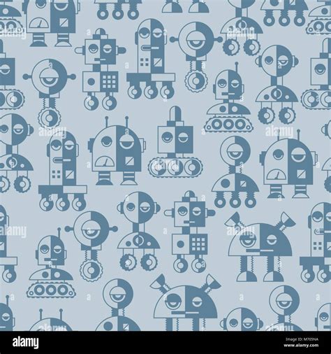 Seamless Robots Pattern In Flat Style Stock Vector Image And Art Alamy