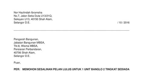 Contoh Surat Rayuan Permohonan Rumah Sinyobaedgi Web