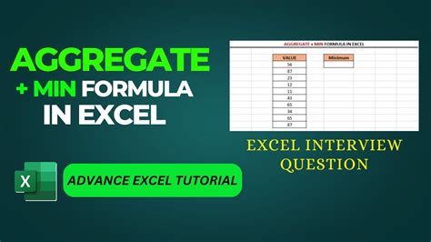 Aggregate Min Formula In Excel Advanced Excel Youtube