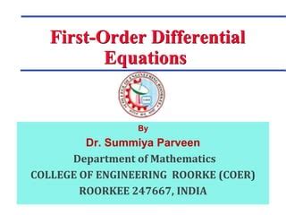First Order Differential Equations PPT