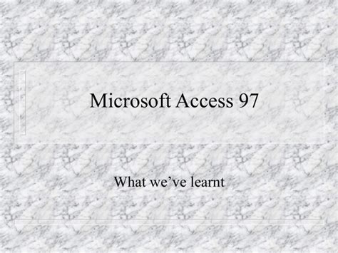Microsoft Access 97