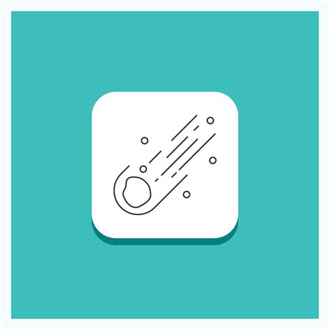 Round Button For Asteroid Astronomy Meteor Space Comet Line Icon Turquoise Background