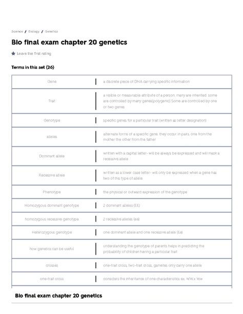 Biology Final Exam Chapter 11 Genetics Flashcards Quizlet Biology Final Exam Chapter 11