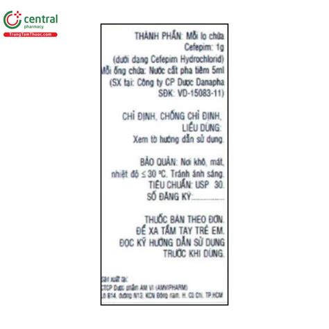 Thuốc Cefepime 1g Am Vi điều Trị Nhiễm Khuẩn đường Tiết Niệu Có Biến Chứng