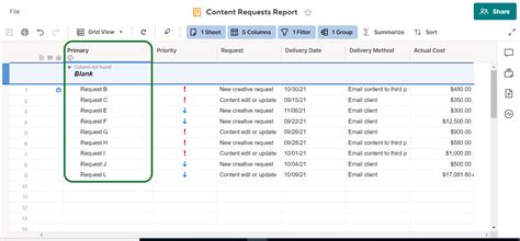 group data to organize results in report builder smartsheet learning
