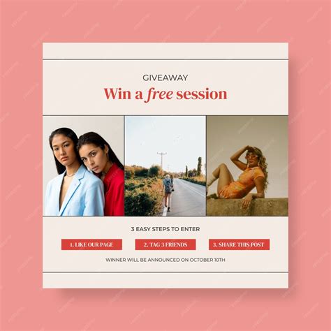그리드 경품 사진 작가 소셜 미디어 게시물 템플릿 무료 벡터