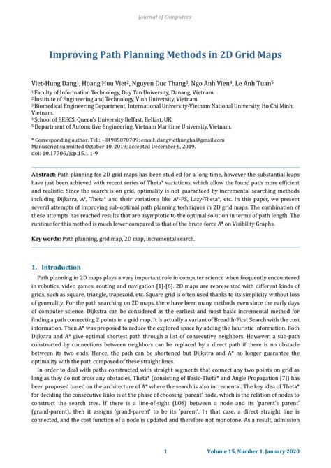 PDF Improving Path Planning Methods In D Grid Maps