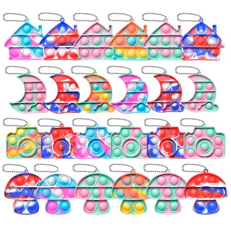 Ganowo 24 Pcs Mini Pop Its Party Favor Bulk Poppit Fidget Toy Pack Stress Relief Party Supplies