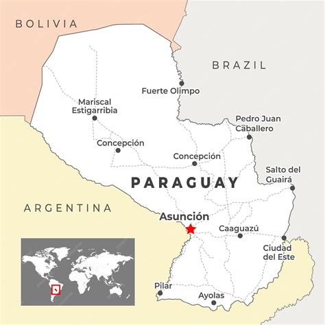 Premium Vector Paraguay 3d Map With Borders Of Regions And Its Capital