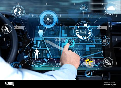 Driver Using Modern Car Navigation System Closeup Stock Photo Alamy