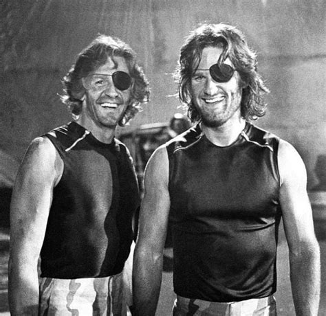 Kurt Russell And His Stunt Double Dick Warlock On The Set Of Escape
