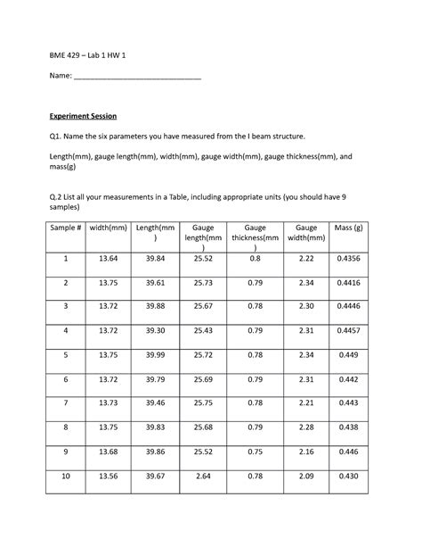 Bme429 Lab1 Hw1 429 Lab Homework Bme 429 Lab 1 Hw 1 Name