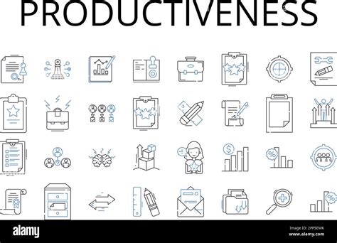 Productiveness Line Icons Collection Efficiency Effectiveness