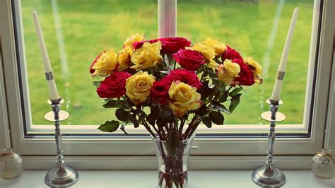 Обои розы свечи цветы 1920x1080 Full Hd от Photomonstr картинки на рабочий стол и заставки