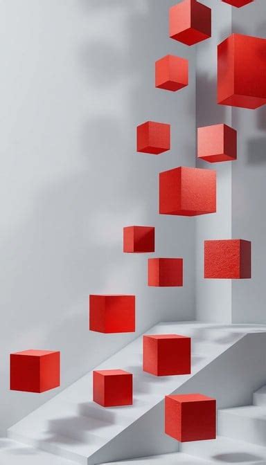 Free Floating Red Cubes Photo Red Geometric Cubes Download At Stockcake