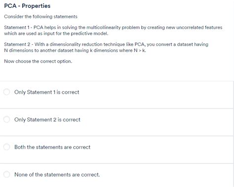 Solved PCA Properties Consider The Following Statements Chegg
