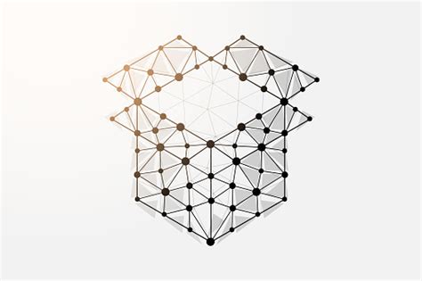 연결된 점이있는 열린 상자 3d 낮은 폴리 기호 배달 패키지 화물 디자인 벡터 일러스트 레이 션 선물 상자 다각형 와이어프레임 3차원 형태에 대한 스톡 벡터 아트 및 기타