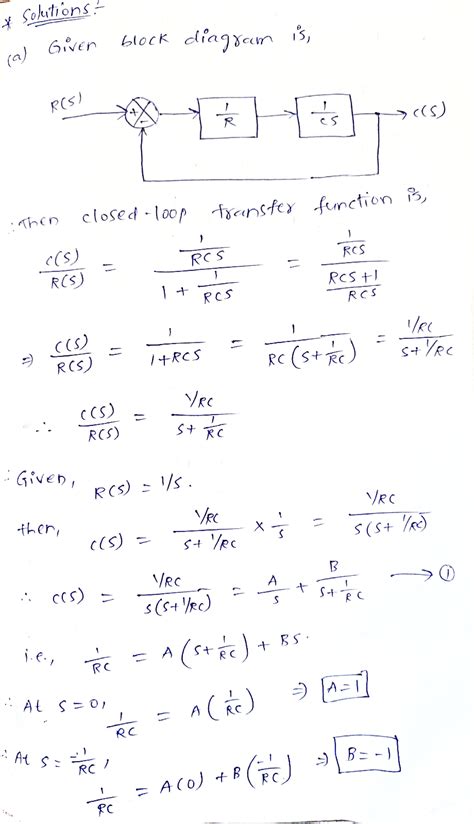 Solved A A First Order Control System Subjected To A Unit Step