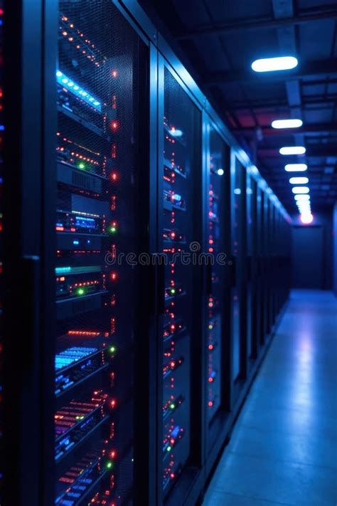 Data Center Server Racks Internet Projection Connection Cybersecurity Energy Stock Illustration