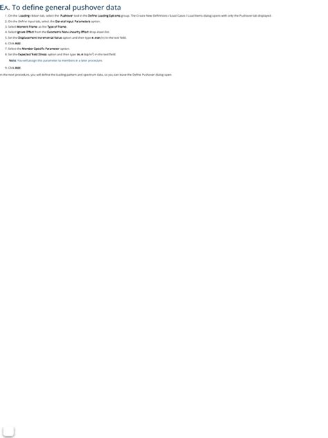 ex to define general pushover data pdf