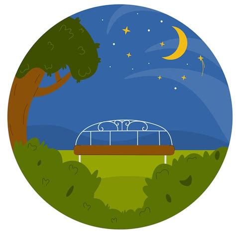 Premium Vector Vector Illustration Of Night Sky Evening Park