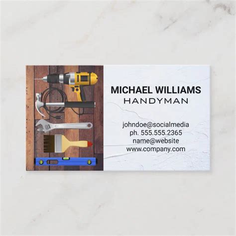 Hardware Tools Handyman Wood And Spackled Wall Business Card Zazzle